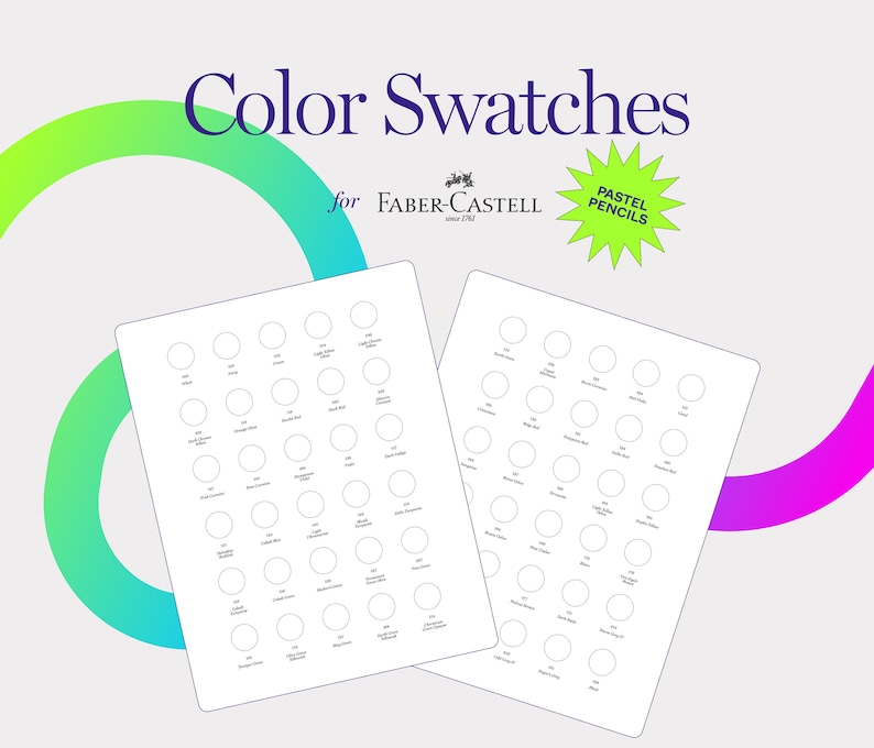 Faber-castell Pitt Pastel Pencil 60 Color Set Color Swatch Sheet - Etsy