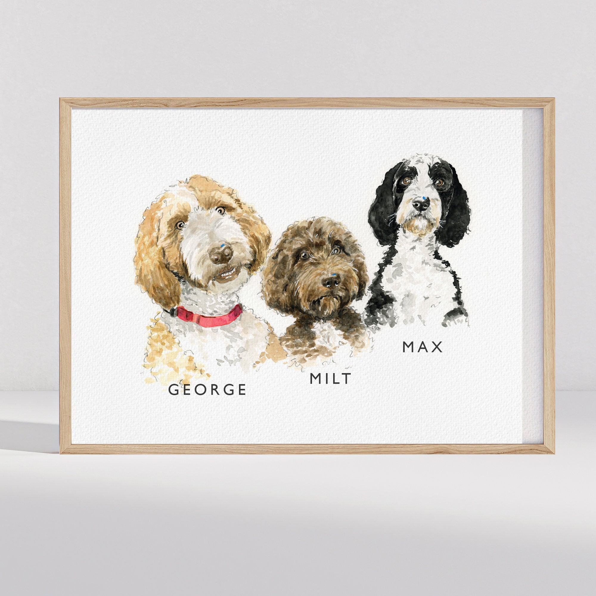 Multiple Pet Portrait, Multi Dog Painting Hand Paintedbfrom Photo, Two ...