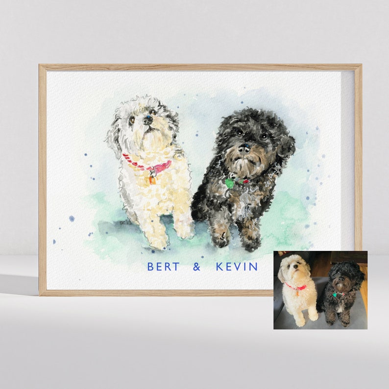 Multiple Pet Portrait, Multi Dog Painting Hand Paintedbfrom Photo, Two ...