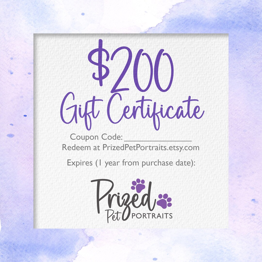 Multiple Pet Portrait Gift Certificate, Multi Pet Painting, Made to ...