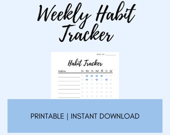 Minimalist, Instant Download, Printable Weekly Habit Tracker, Letter ...