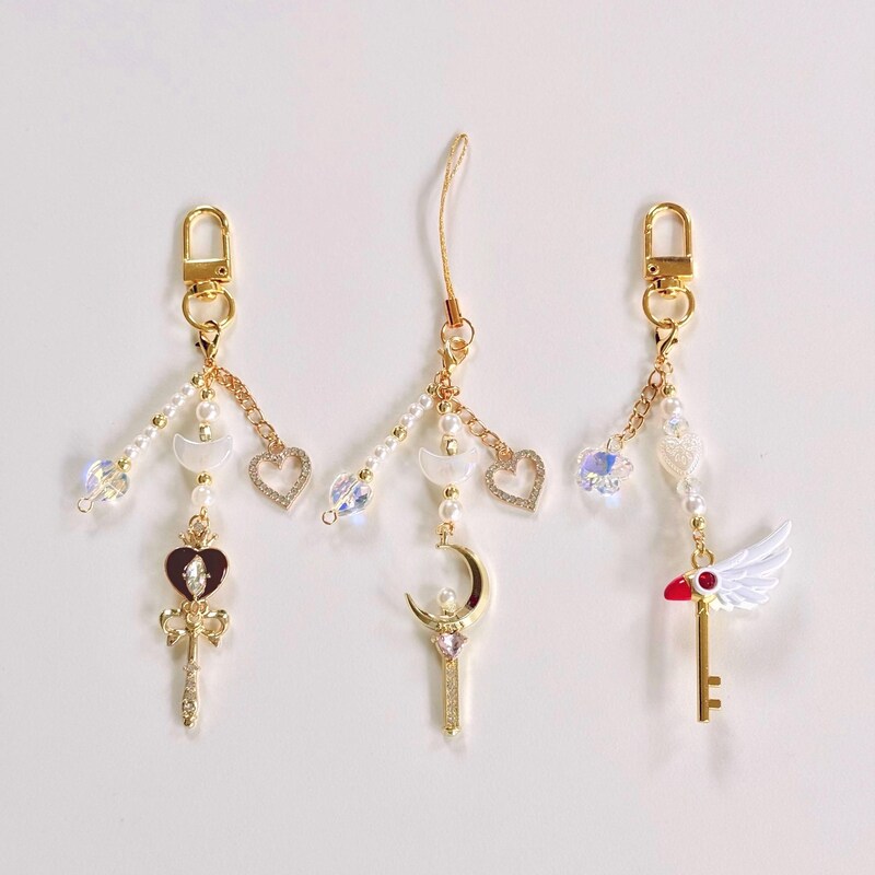 Moon and Heart Phone Charms - Etsy