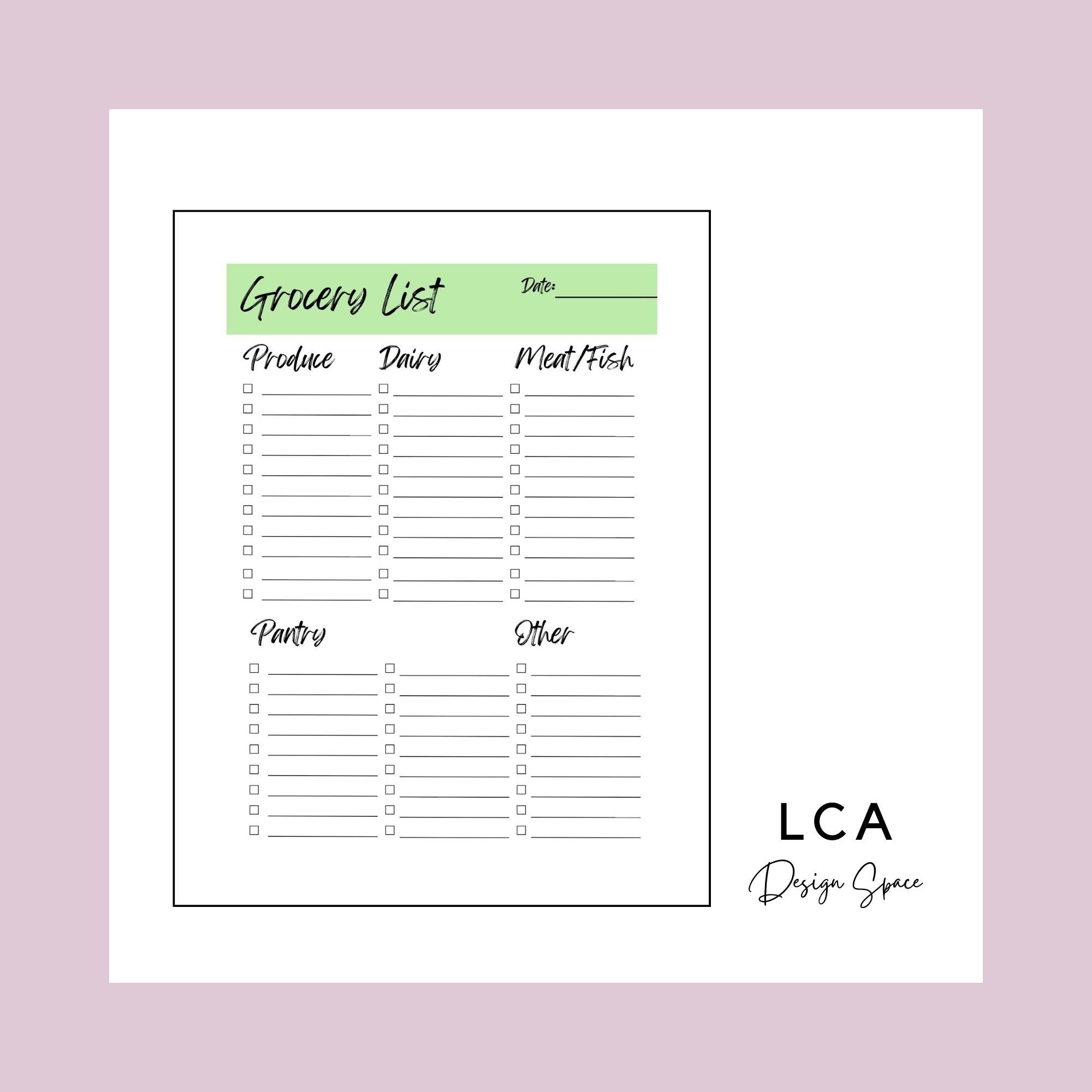 Grocery List Food Tracking Printable Multi-colour to Buy - Etsy