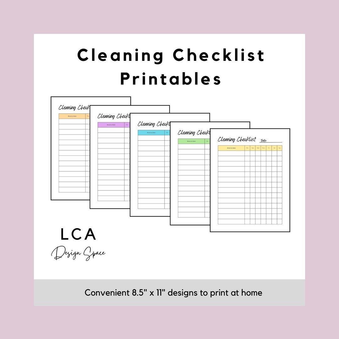 Cleaning Checklist, Goal Tracking Printable, Multi-colour Task List ...