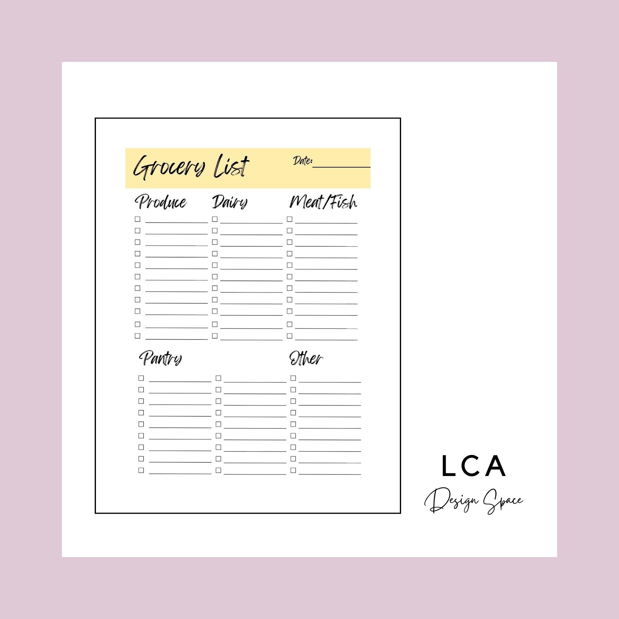 Grocery List Food Tracking Printable Multi-colour to Buy - Etsy