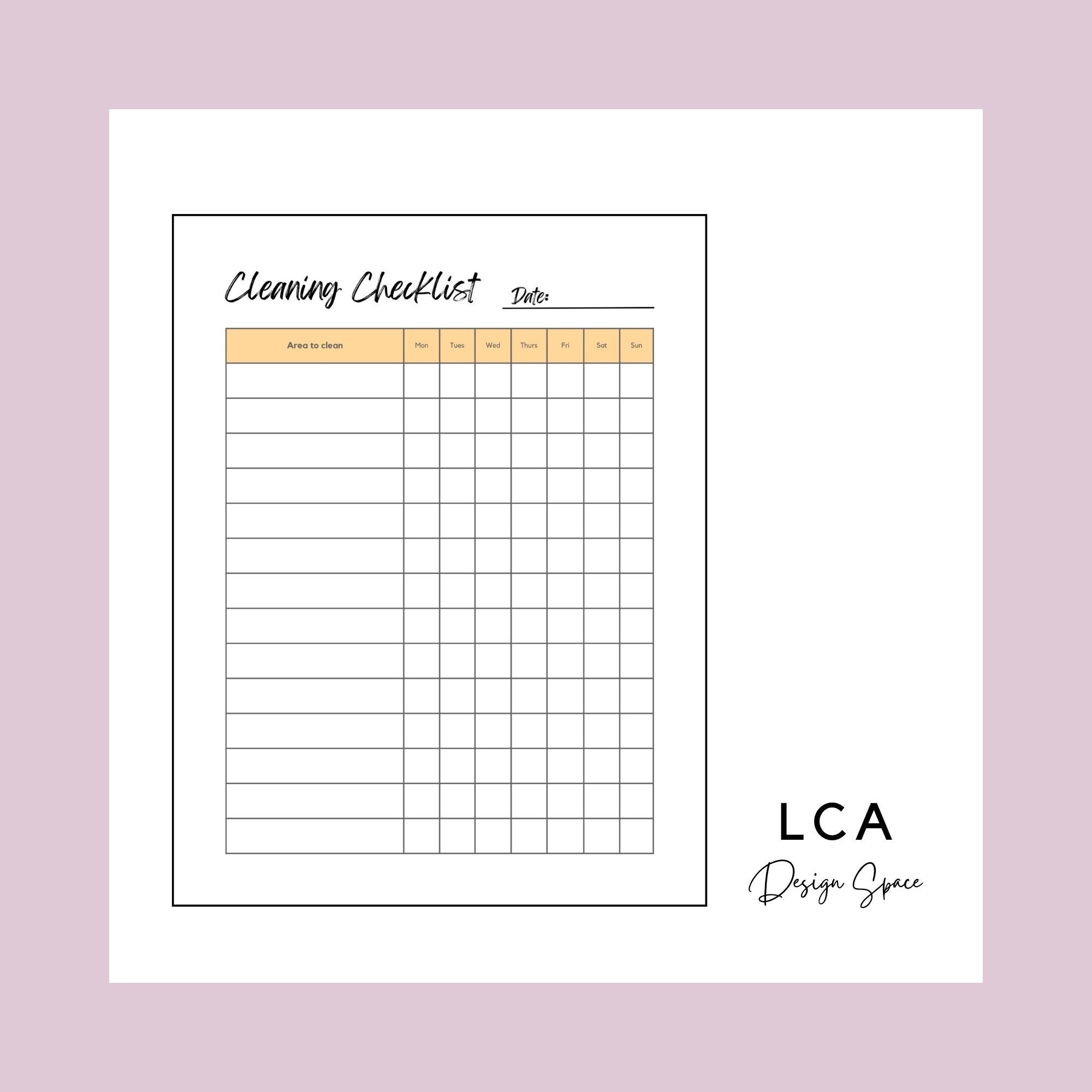 Cleaning Checklist, Goal Tracking Printable, Multi-colour Task List ...