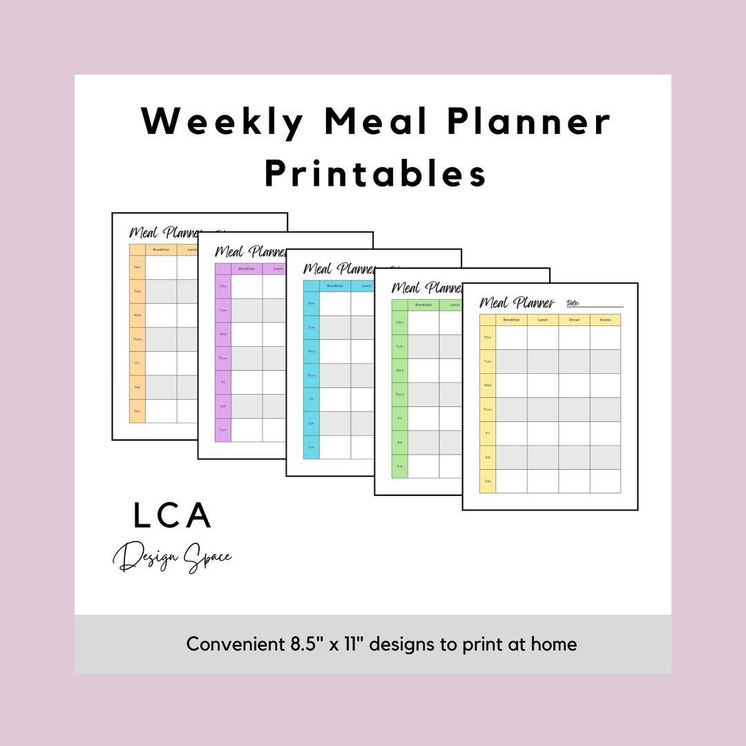 Weekly Meal Planner Template, Ingredient Tracking Printable, Food List ...