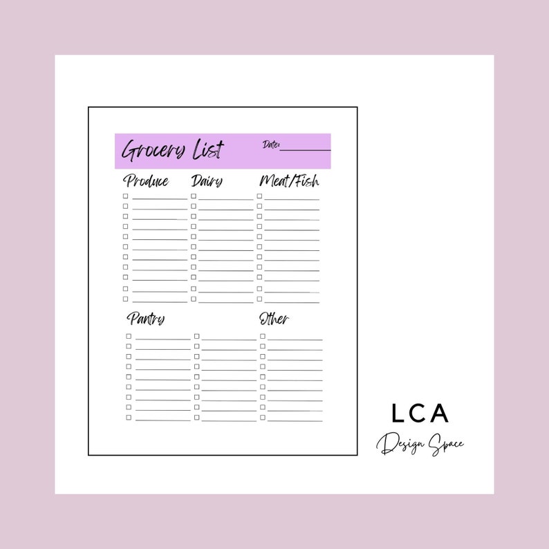 Grocery List, Food Tracking Printable, Multi-colour to Buy List Digital ...
