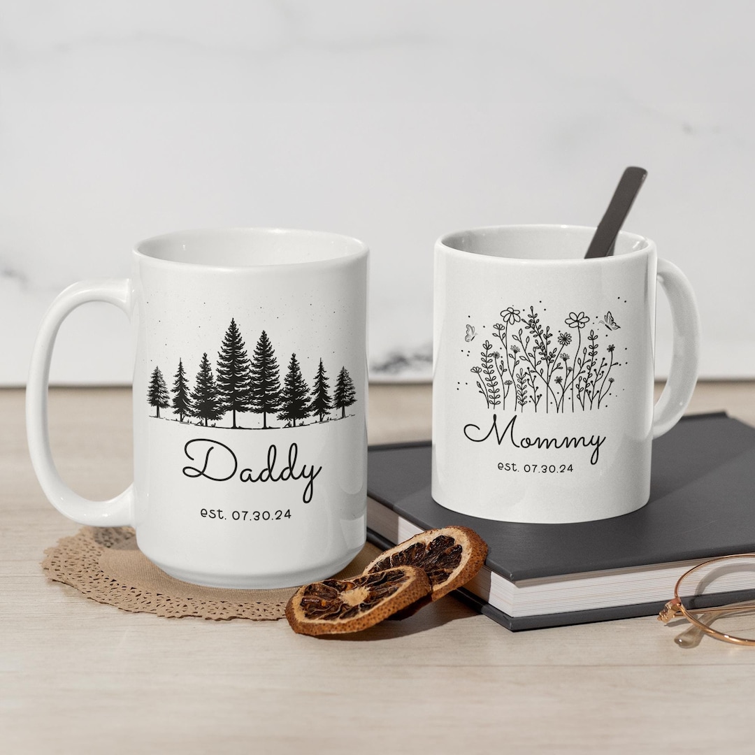 New Mommy and New Daddy Mug, New Parents Expecting Matching Mug, Mom ...