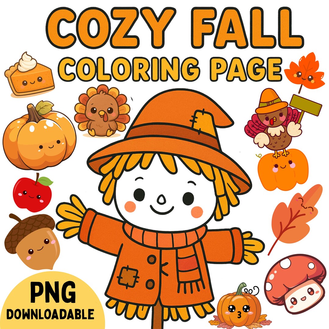 Cozy Autumn Coloring Pages for Kids, Fall Activity Book PDF Download ...