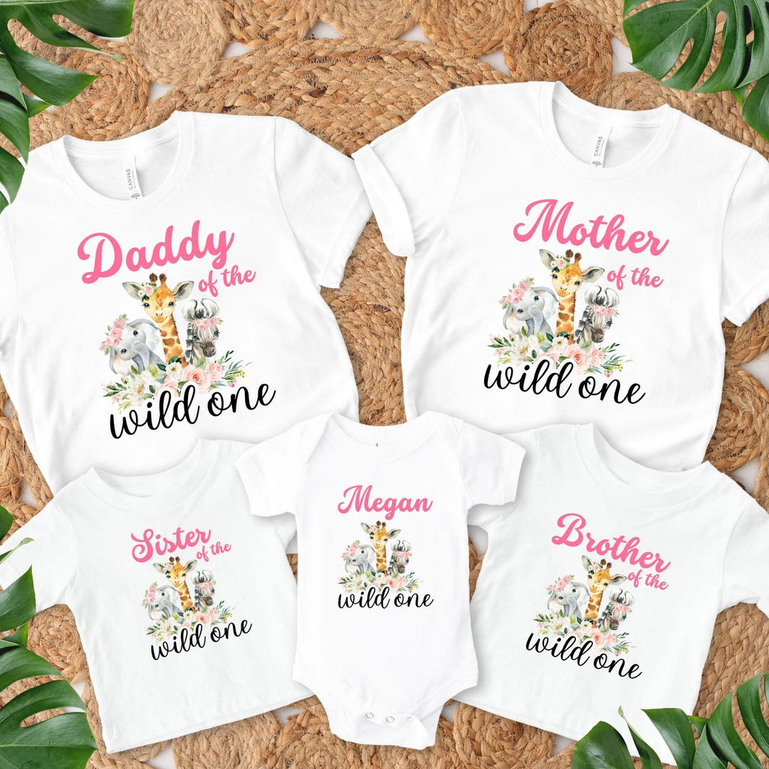 Pink Safari Wild One Family Matching Shirts, Family Wild One Birthday ...