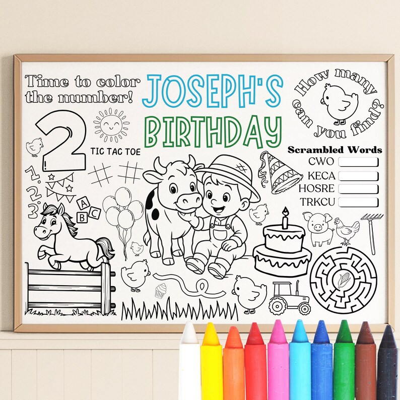 Custom Farm Boy Birthday Coloring Page, Printable Farm Birthday ...
