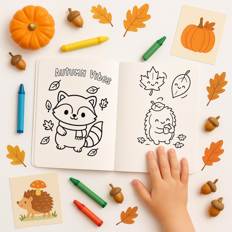 Cozy Autumn Coloring Pages for Kids, Fall Activity Book PDF Download ...