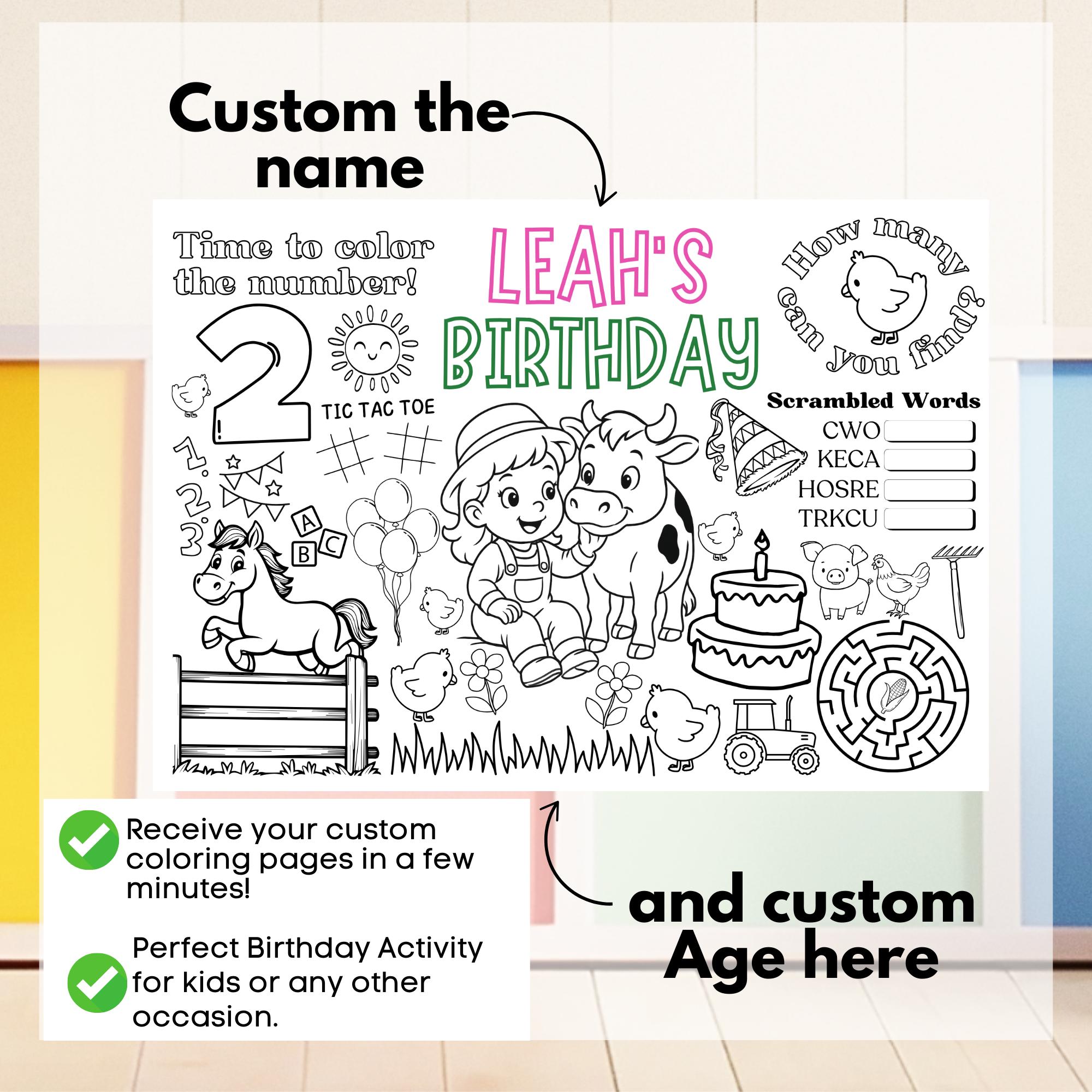 Farm Girl Birthday Coloring Page, Barnyard Birthday Activity, Tractor ...