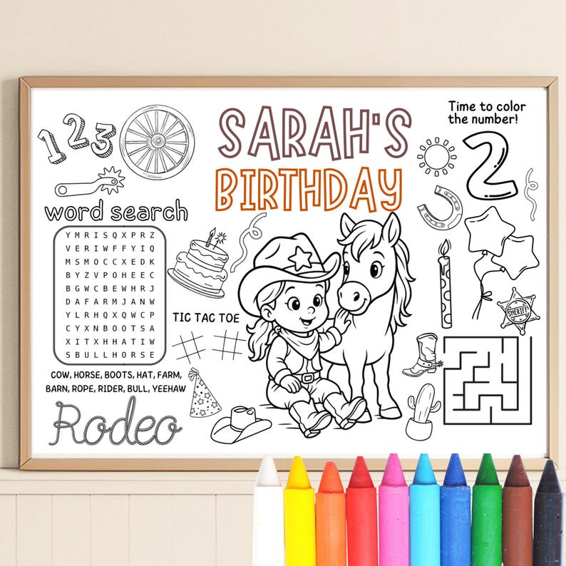 Custom Cowgirl Birthday Coloring Page, Cowgirl Birthday, Cowgirl ...