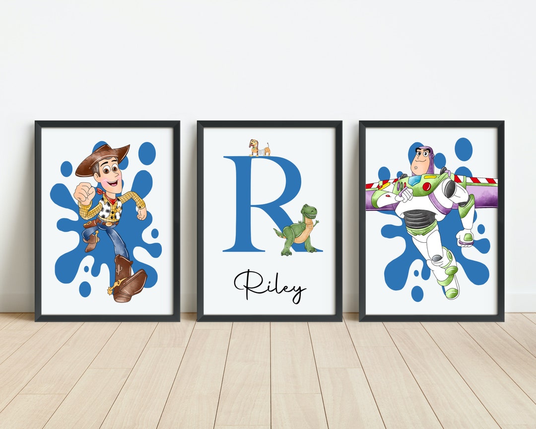 Set of Personalised Toy Story Wall Art Prints, Children's Bedroom ...