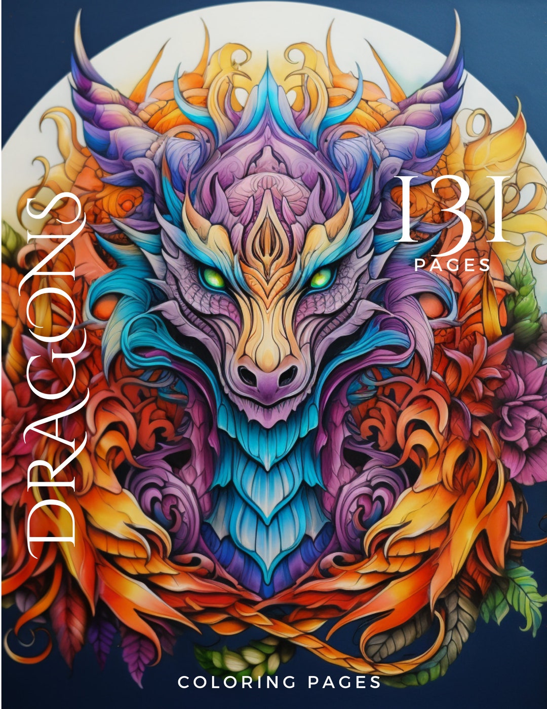 Japanese Dragon Coloring Book With 131 Pages of Creative - Etsy