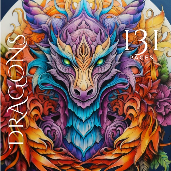 Japanese Dragon Coloring Book - Etsy