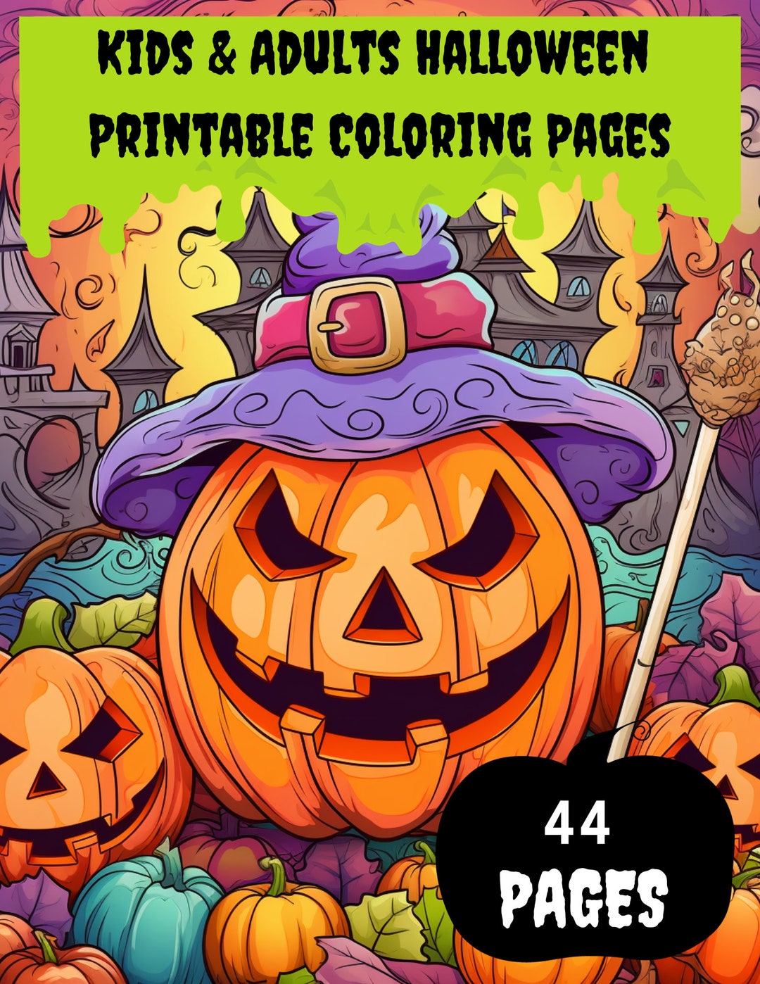 Kids & Adults Halloween Printable Coloring Pages, 44 Digital Downloads ...