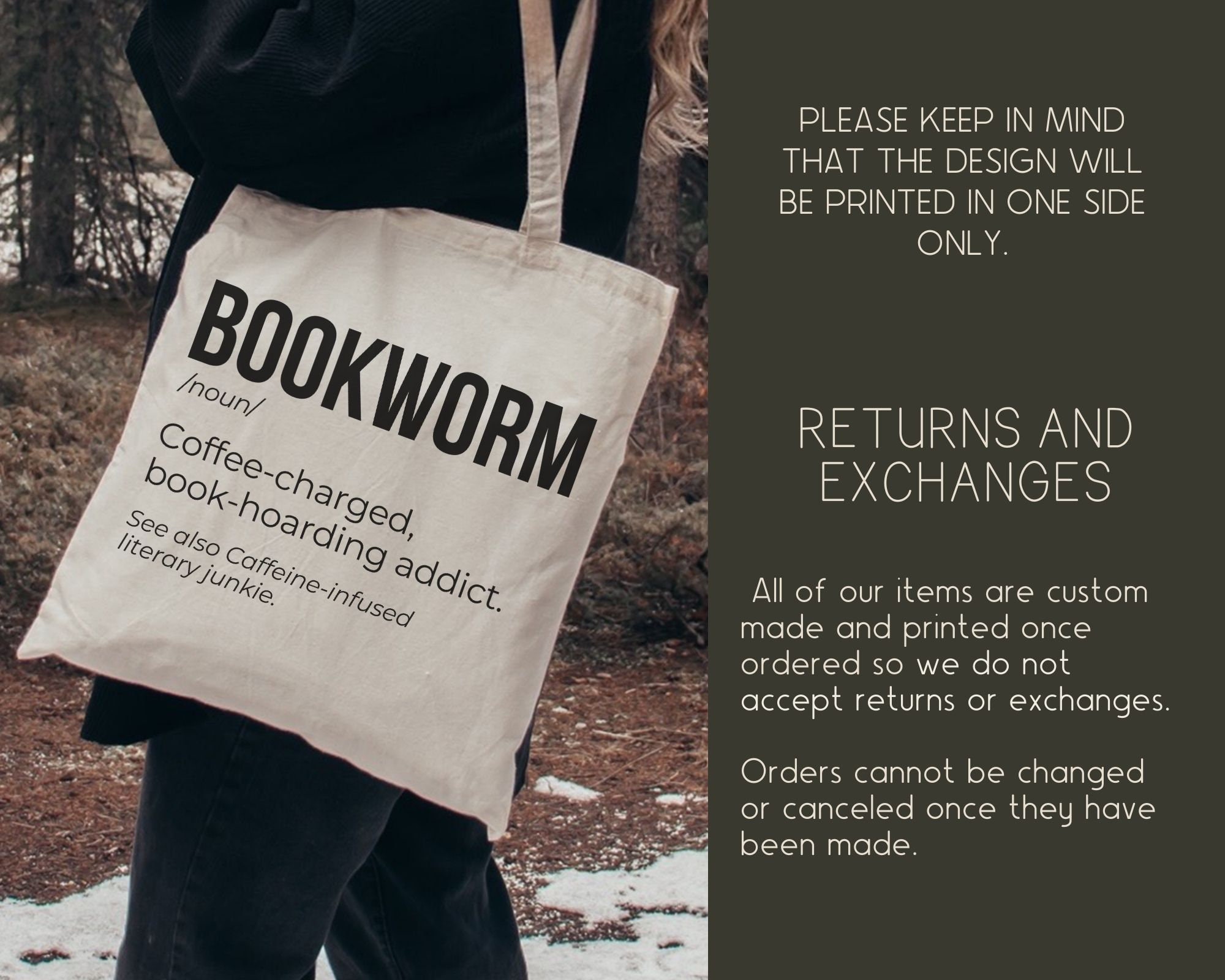 Bookworm Definition Tote Bag, Bookish Book Club Library Dictionary ...