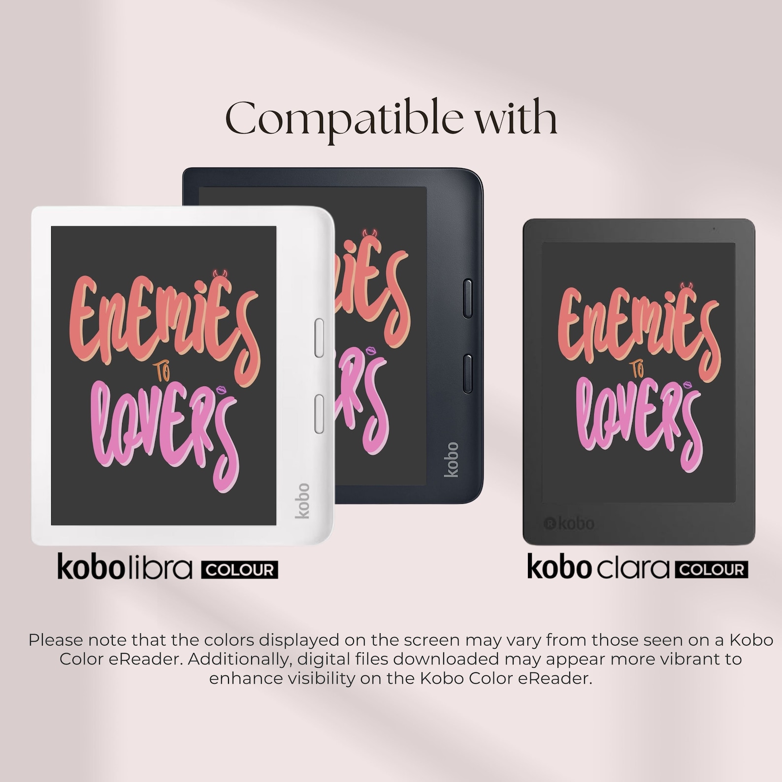 Ereader Kobo Colour Screensaver Digital Download, Romance Enemies to ...