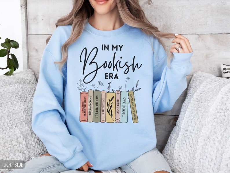 Custom Bookish Era Book Shelves Sweatshirt, Personalized Floral ...