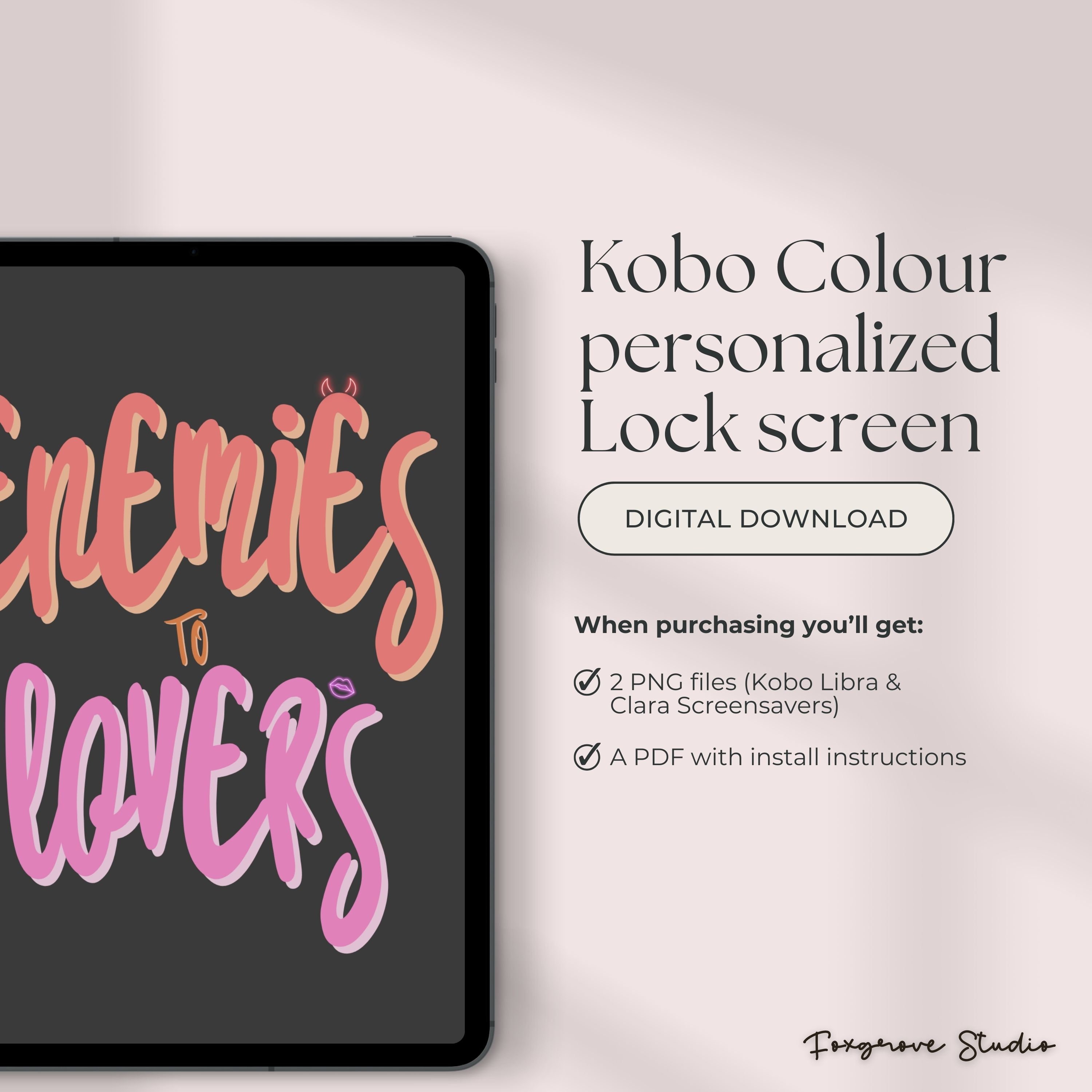 Ereader Kobo Colour Screensaver Digital Download, Romance Enemies to ...