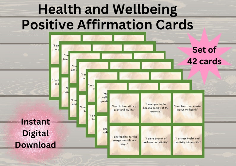 Health and Wellbeing Affirmation Cards, Health and Wellness Affirmation ...
