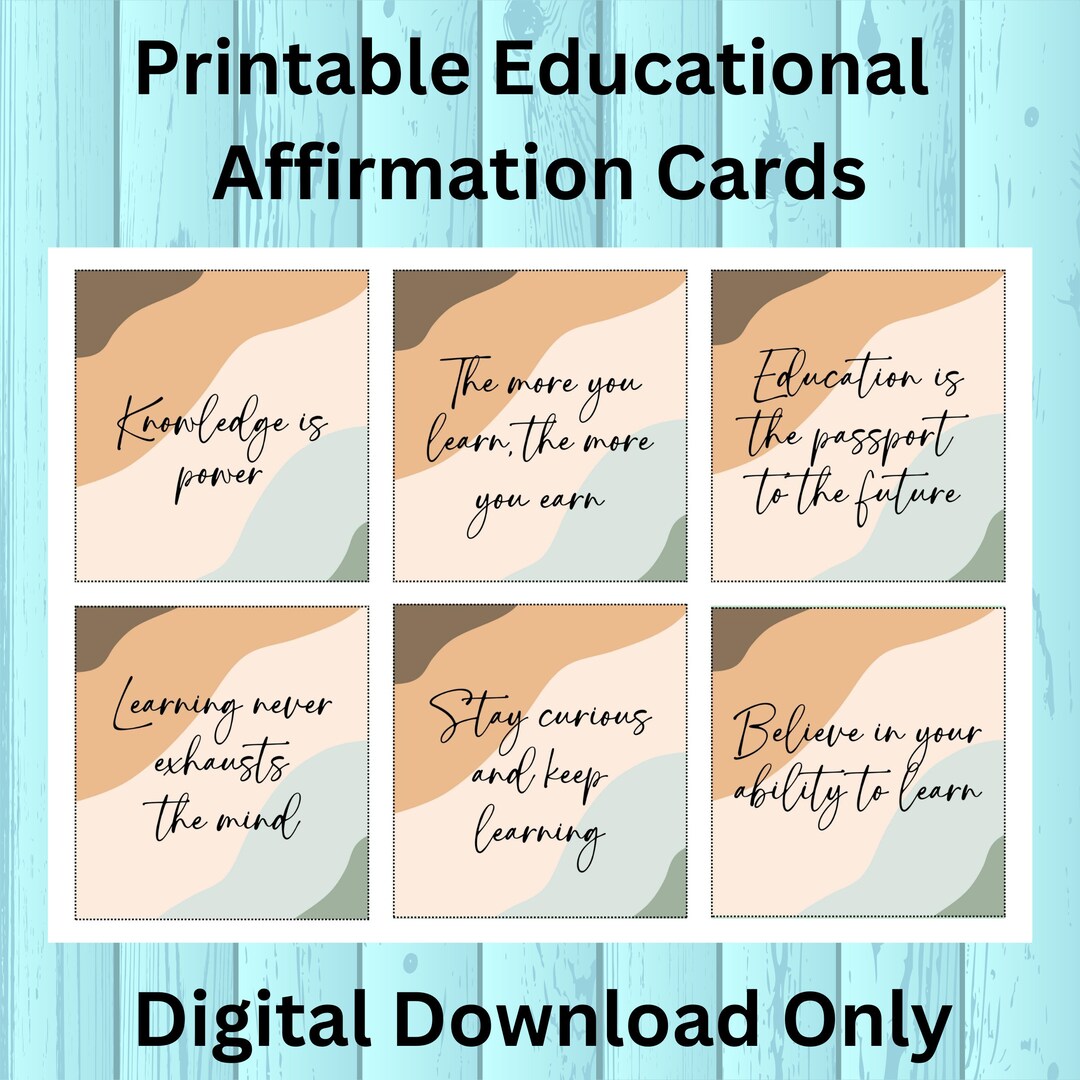 Educational Affirmation Cards, Positive Affirmation Cards, Teacher ...