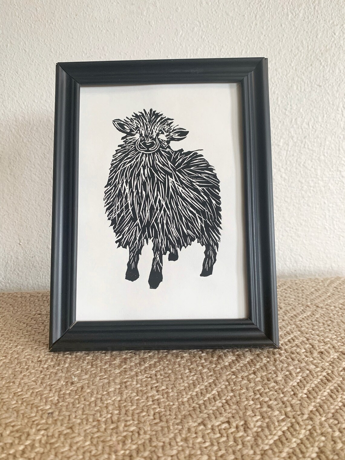 Sheep Art Print- Linocut- Lamb- Animal Print- Block Print- Hand Printed ...