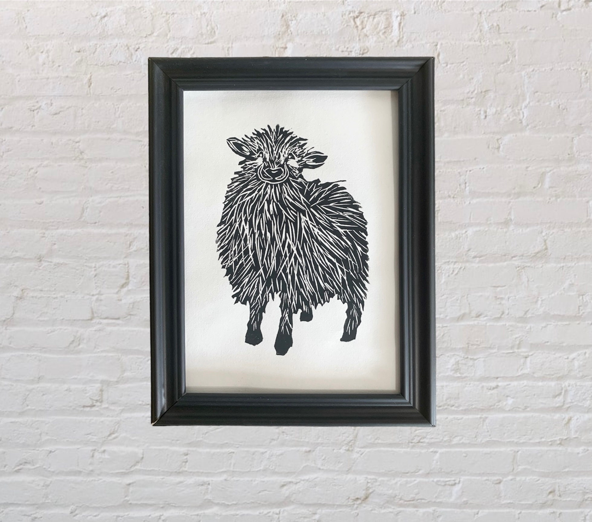 Sheep Art Print- Linocut- Lamb- Animal Print- Block Print- Hand Printed ...