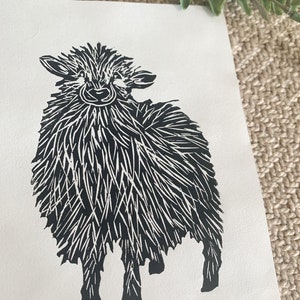 Sheep Art Print- Linocut- Lamb- Animal Print- Block Print- Hand Printed ...
