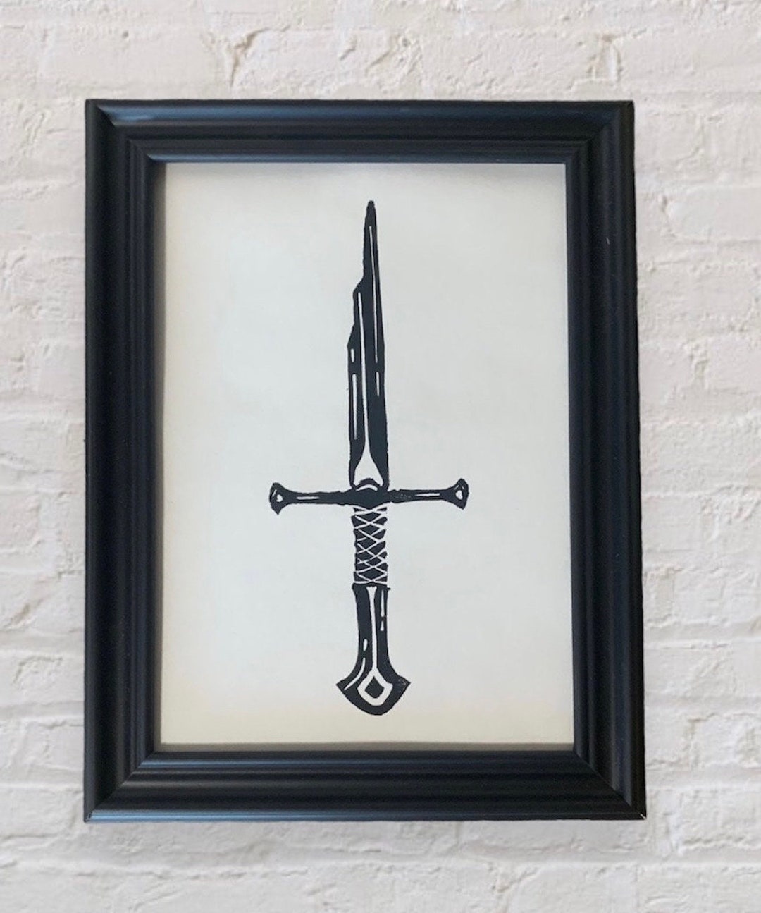 Narsil Sword Linocut Print- Lotr Art Print- Hand Printed- Black and ...