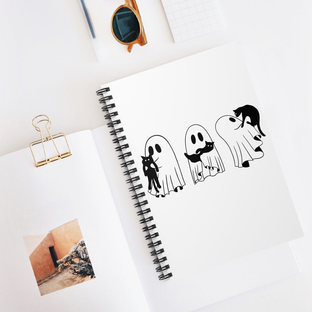 Ghosts With Black Cats Ruled Spiral Notebook, Ruled Spiral Journal ...
