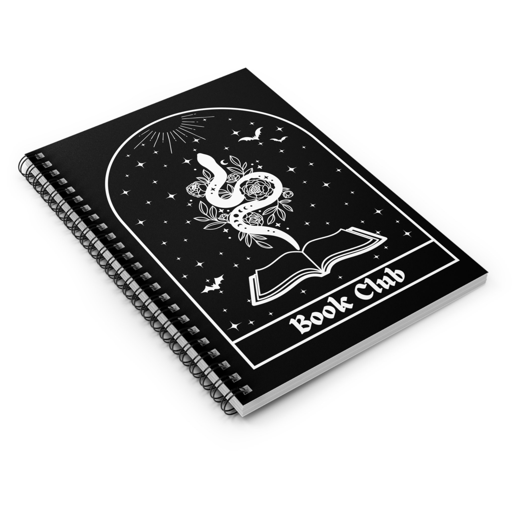 Book Club Snake Black Spiral Notebook, Gift for Her, Book Club Notebook ...