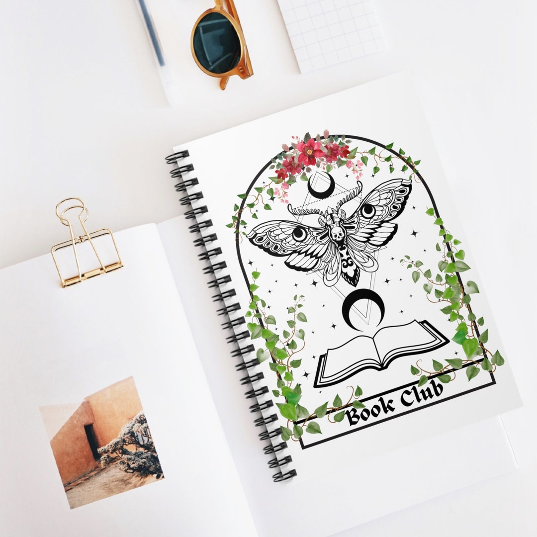 Book Club Moth Spiral Notebook, Witchy Reading Journal, Book Lover Gift ...