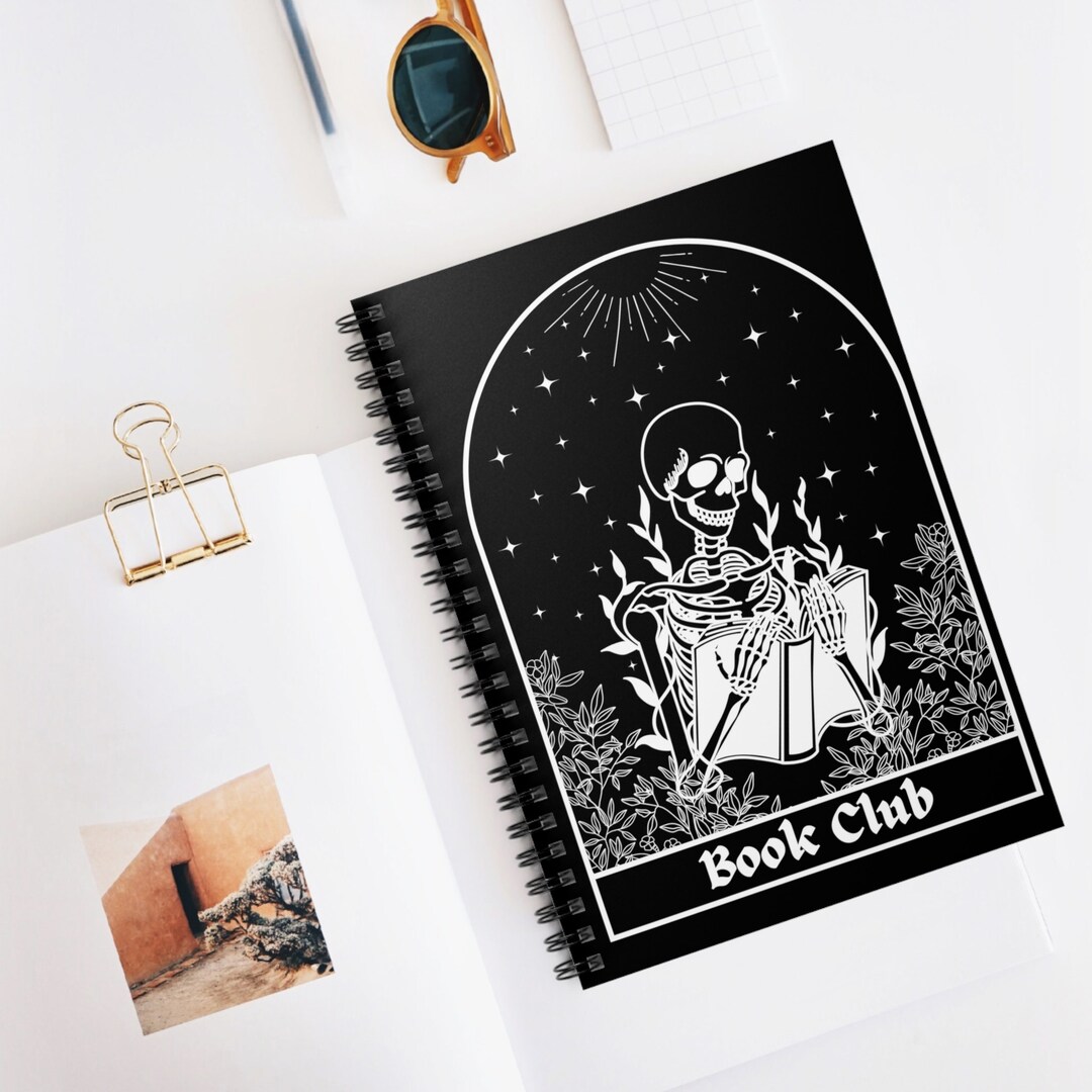 Skeleton Reading Book Spiral Notebook, Book Club Journal, Reading ...