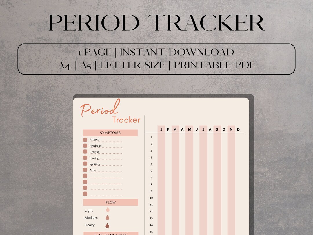 Period Tracker Symptom Tracker Menstrual Tracker - Etsy