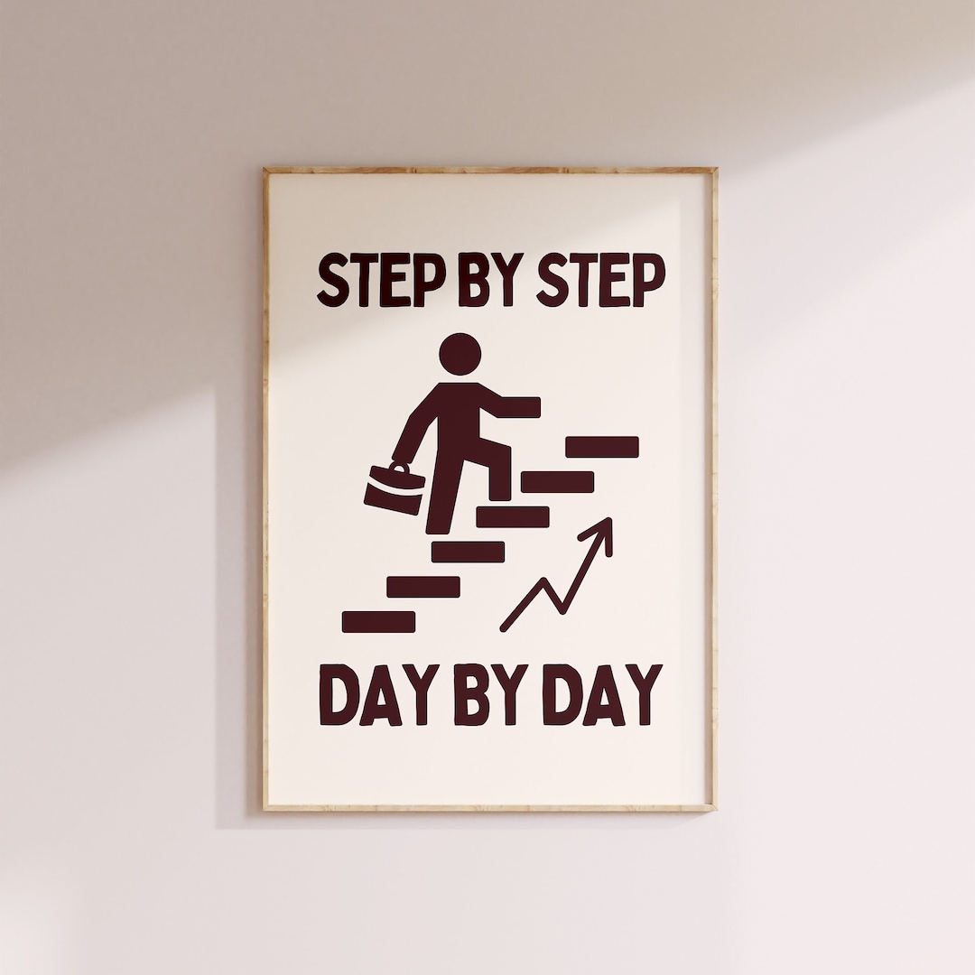 Step by Step Day by Day Motivational Quote Canvas Poster - Etsy