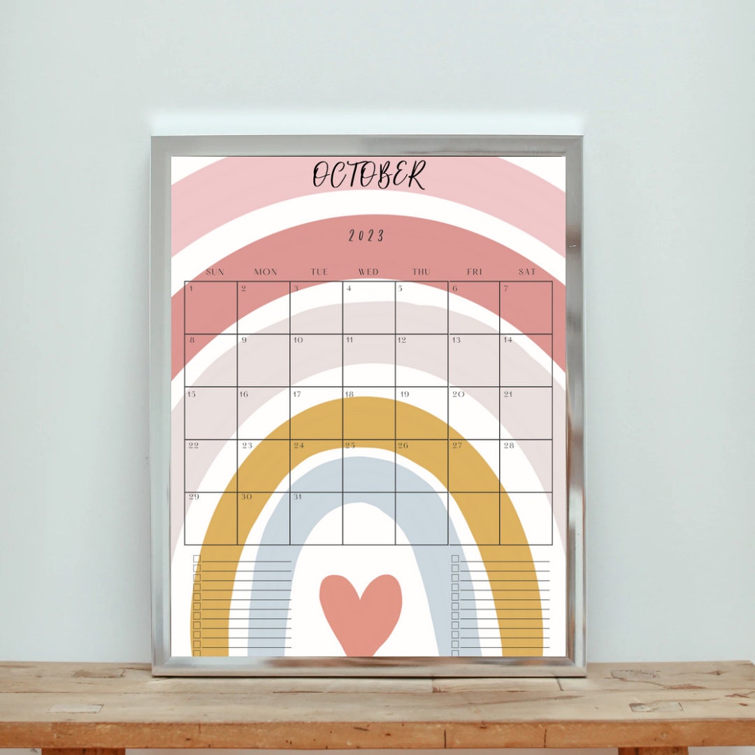 Calendar October November & December 2023 With Pastel Colors - Etsy