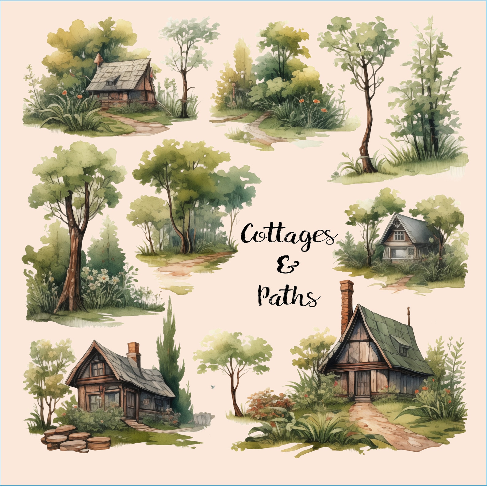 Cottage Core Junk Journal Clipart, Downloadable PNG, Magic Forest ...