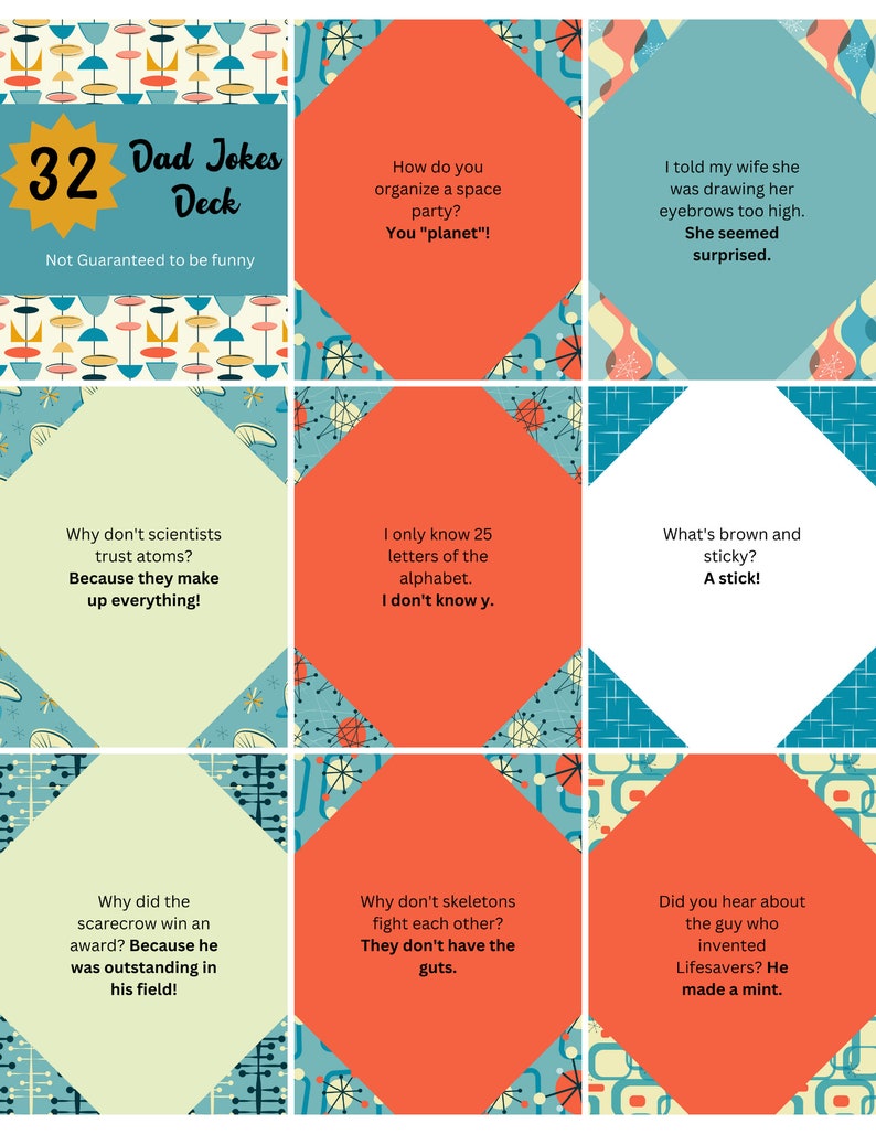 Dad Jokes Deck, Dad Jokes Daily Cards, Dad Jokes Printable, Jokes Deck ...