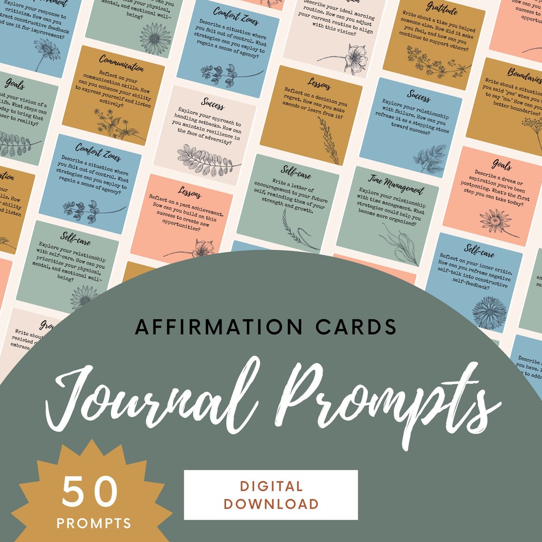 Journaling Prompt Cards | Affirmation Cards | Inspirational Writing ...