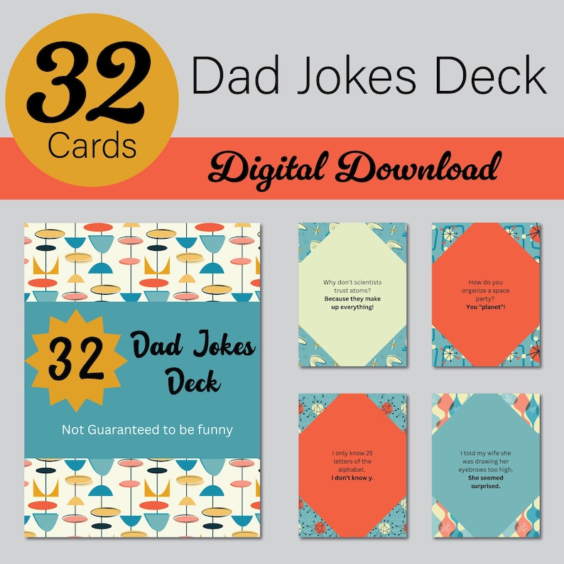 Dad Jokes Deck, Dad Jokes Daily Cards, Dad Jokes Printable, Jokes Deck ...