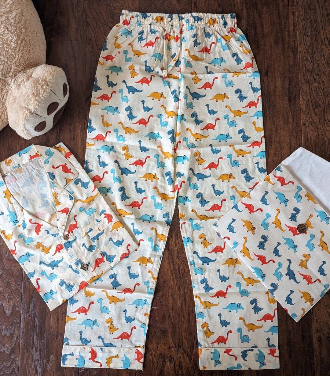 100% Cotton Kids Pajama Sets With Matching Reusable Gift Pouch, Unisex ...