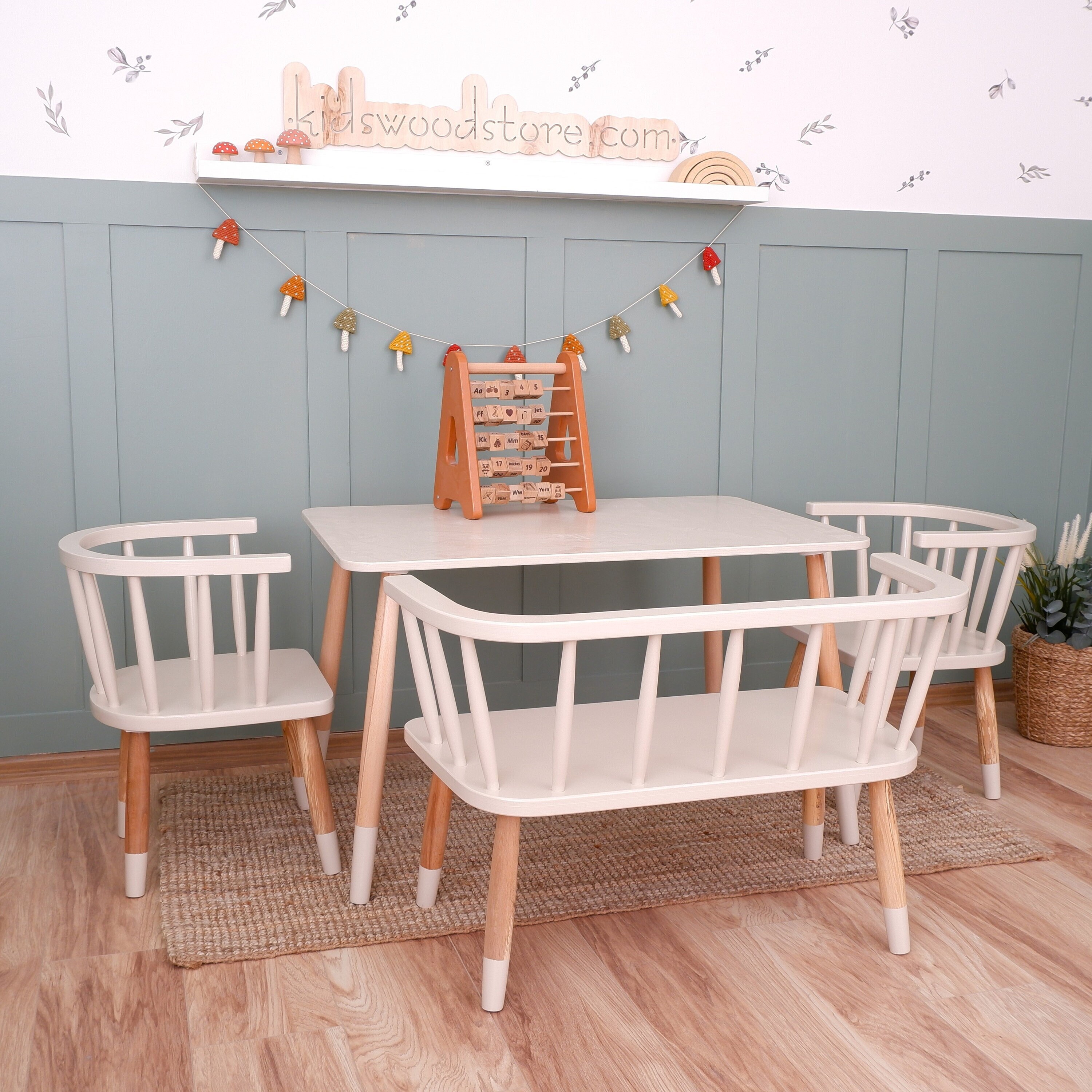 Windsor Style Wooden Kids Chair and Table Set: Merge Traditional ...