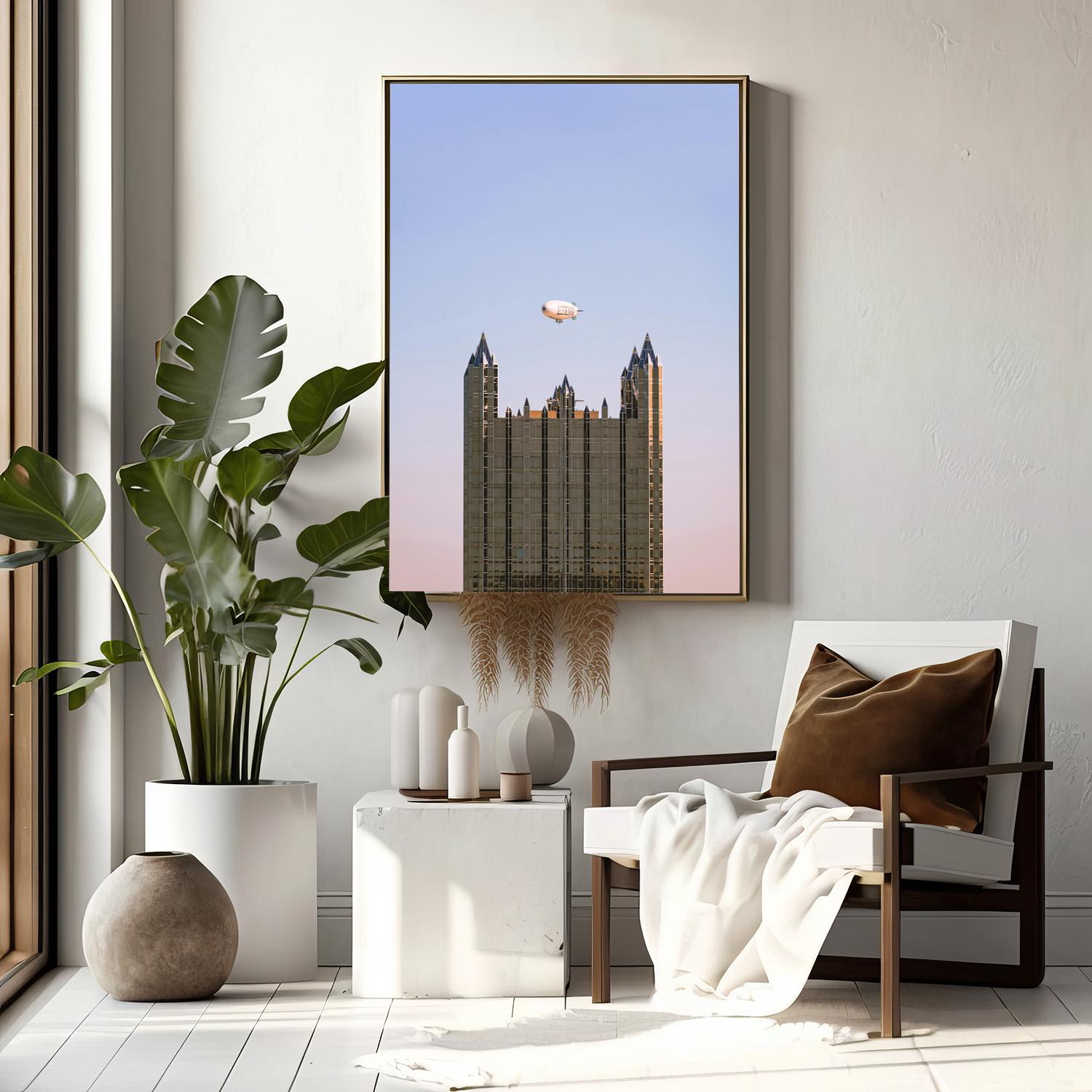 Cityscape, Modern Skyscraper, Blimp, Wall Decor ,glass Building, 300 ...