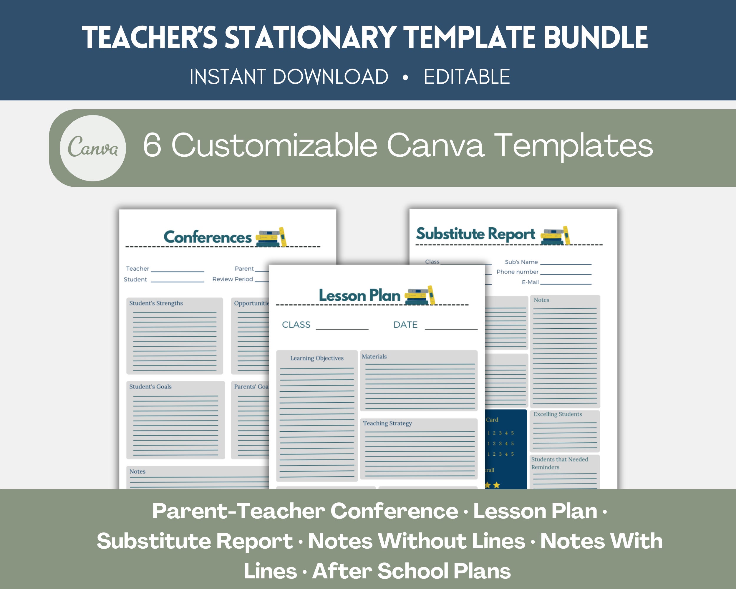 Teacher’s Book Template Stationary Bundle - Etsy