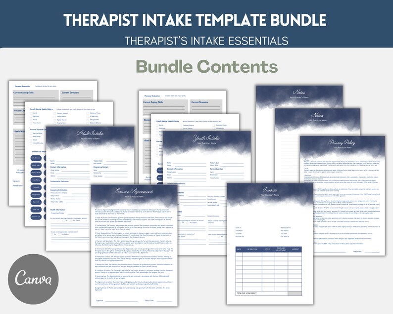 Therapy/counseling Intake Form Bundle - Etsy
