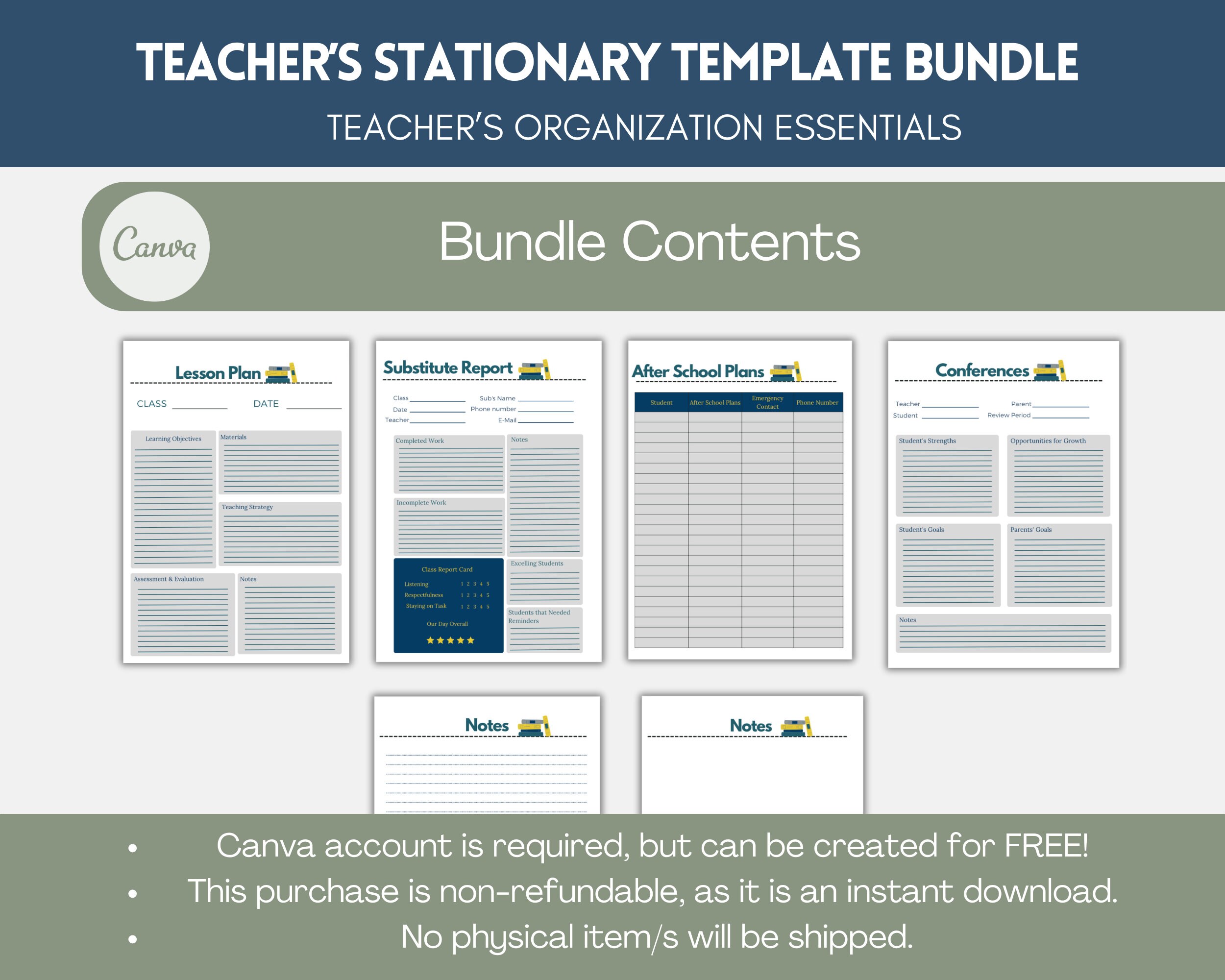 Teacher’s Book Template Stationary Bundle - Etsy
